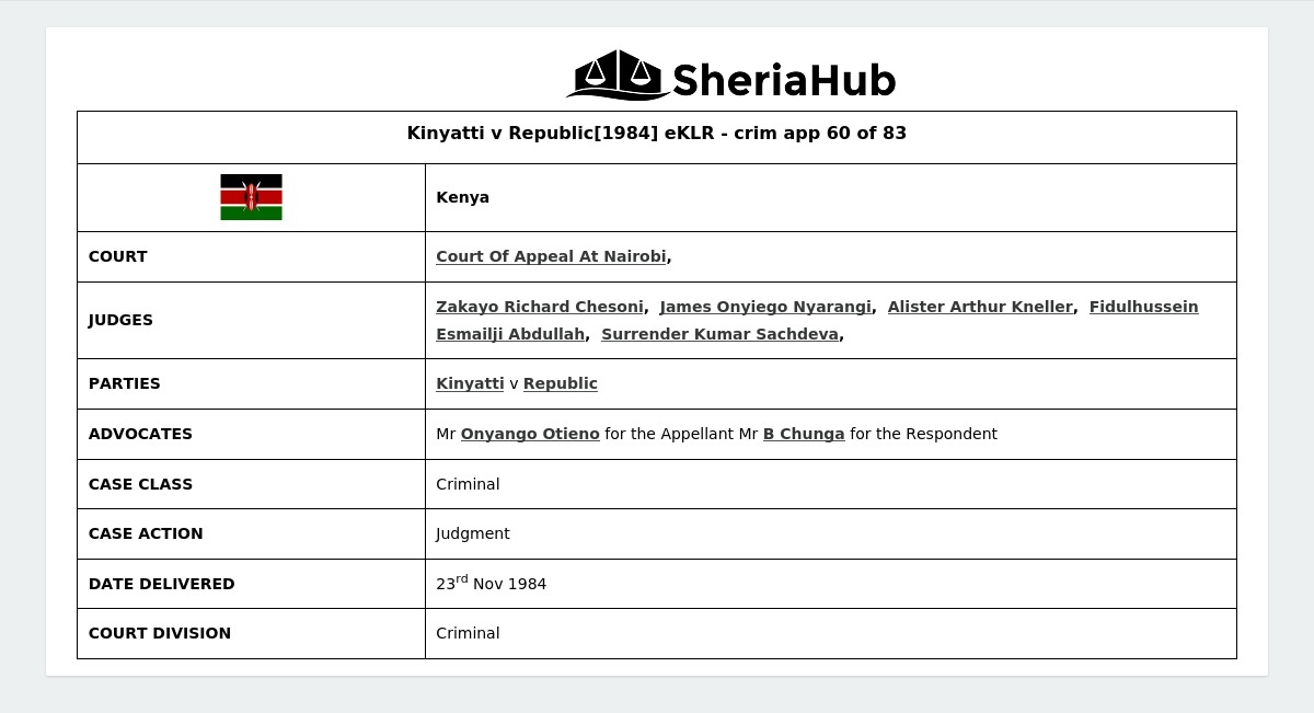 Kinyatti V Republic[1984] Eklr