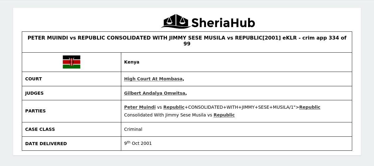 Peter Muindi Vs Republic Consolidated With Jimmy Sese Musila Vs ...