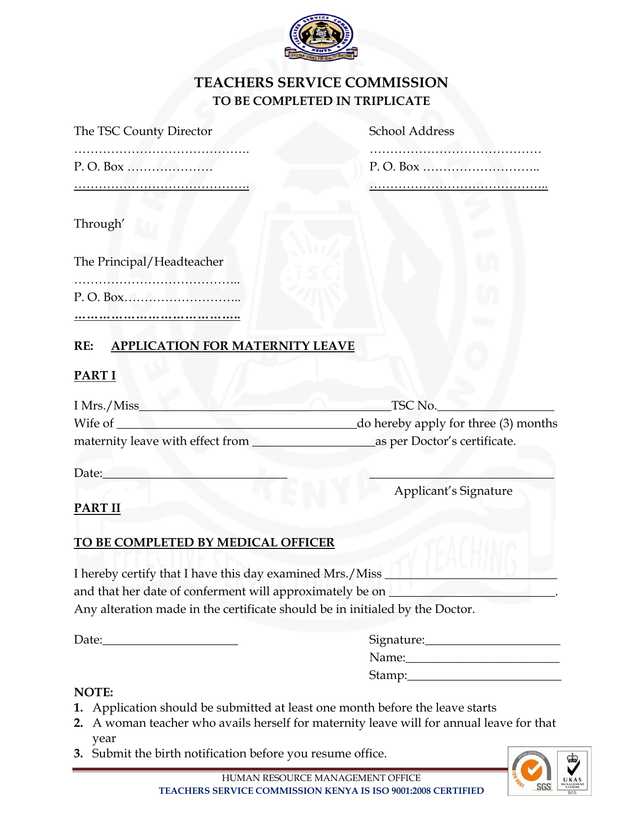 Download Application For Maternity Leave Form - SheriaHub Documents