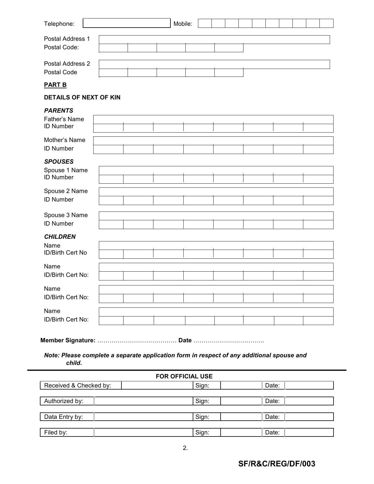 Download Application Form For Member Registration(sf/r&c/reg/df/003 ...