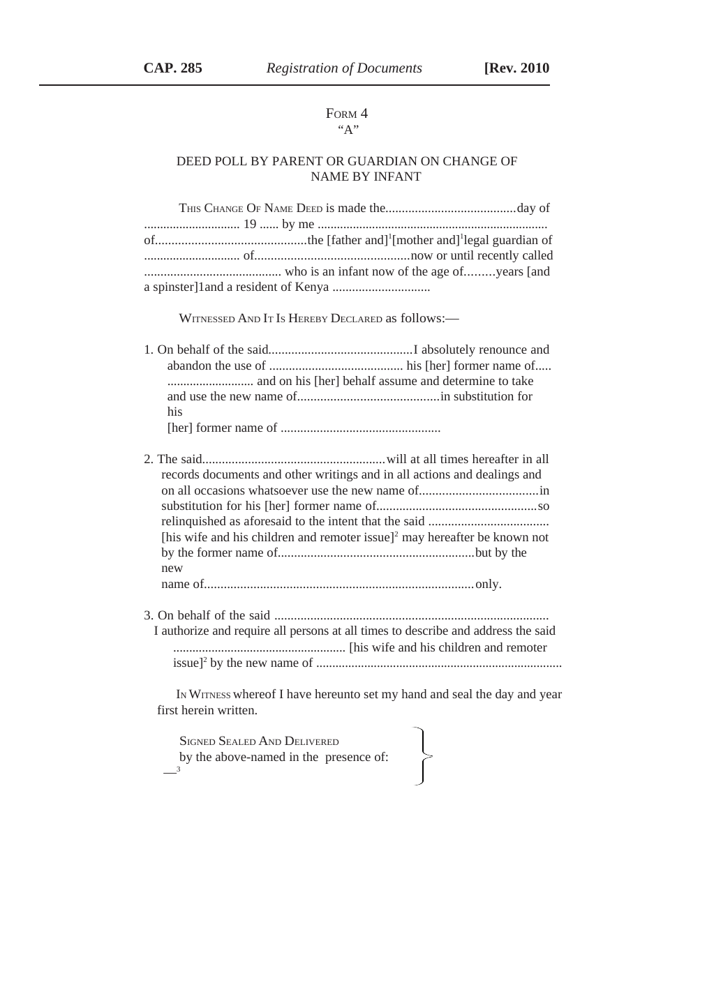 Download Deed Poll By Parent Or Guardian On Change Of Name By Infant ...