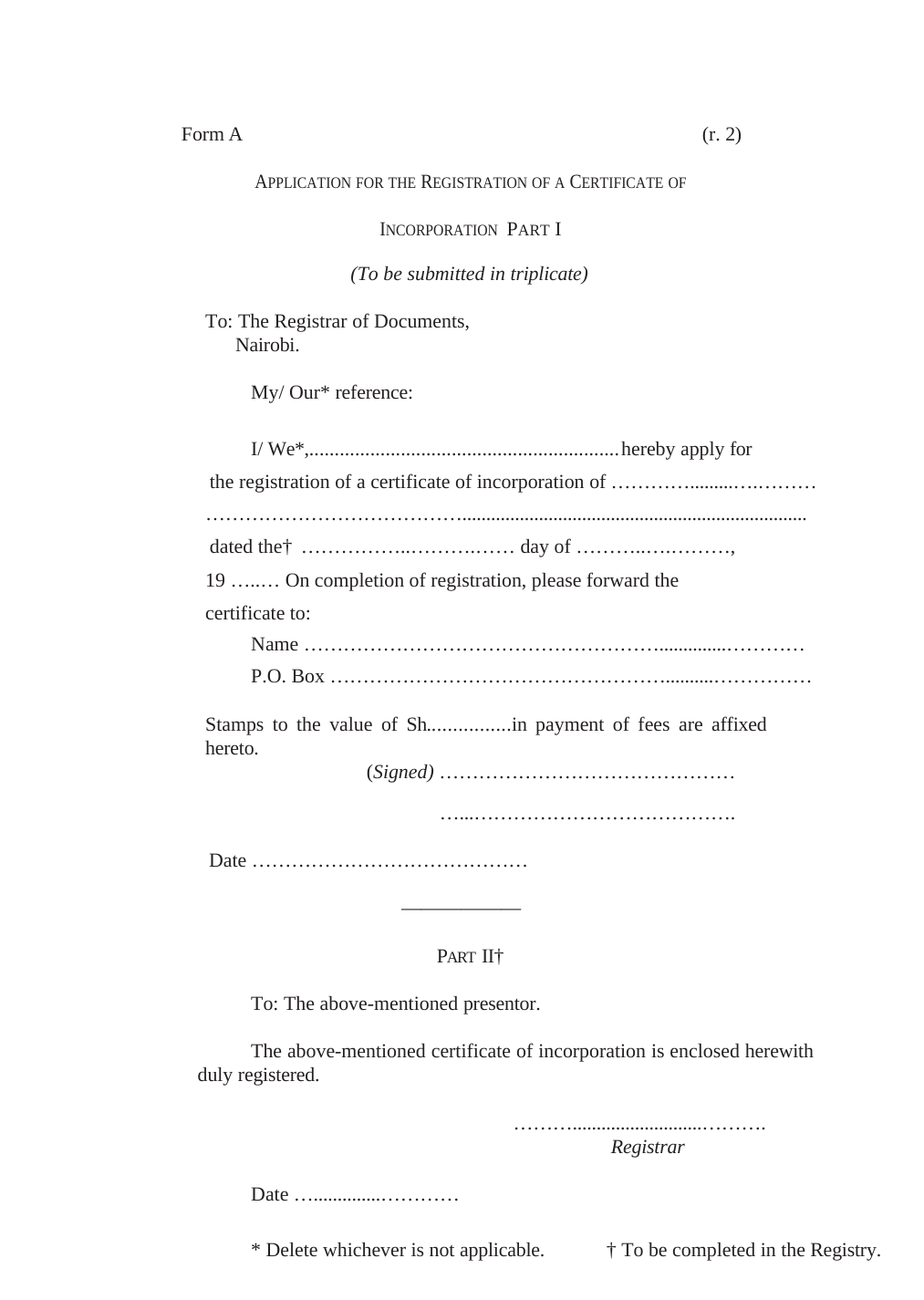 Download Application For The Registration Of A Certificate Of ...