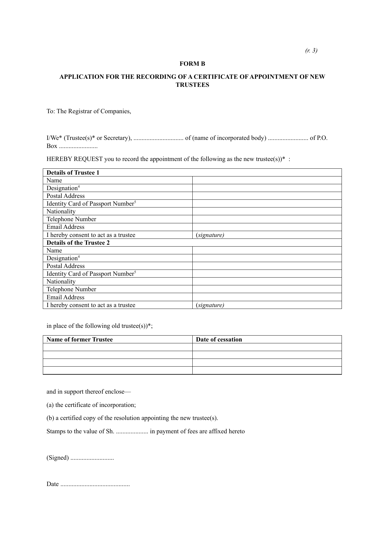 Download Appointment Of New Trustees (form-b) - SheriaHub Documents