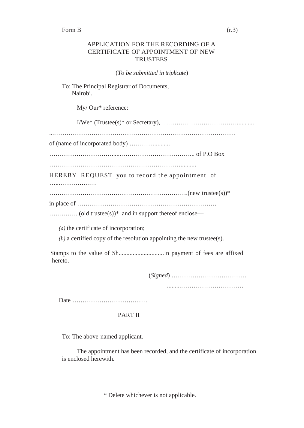 Download Application For The Recording Of A Certificate Of Appointment ...