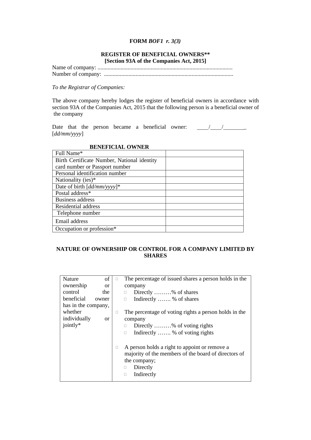 Download Register Of Beneficial Owners (form Bof1) - SheriaHub Documents