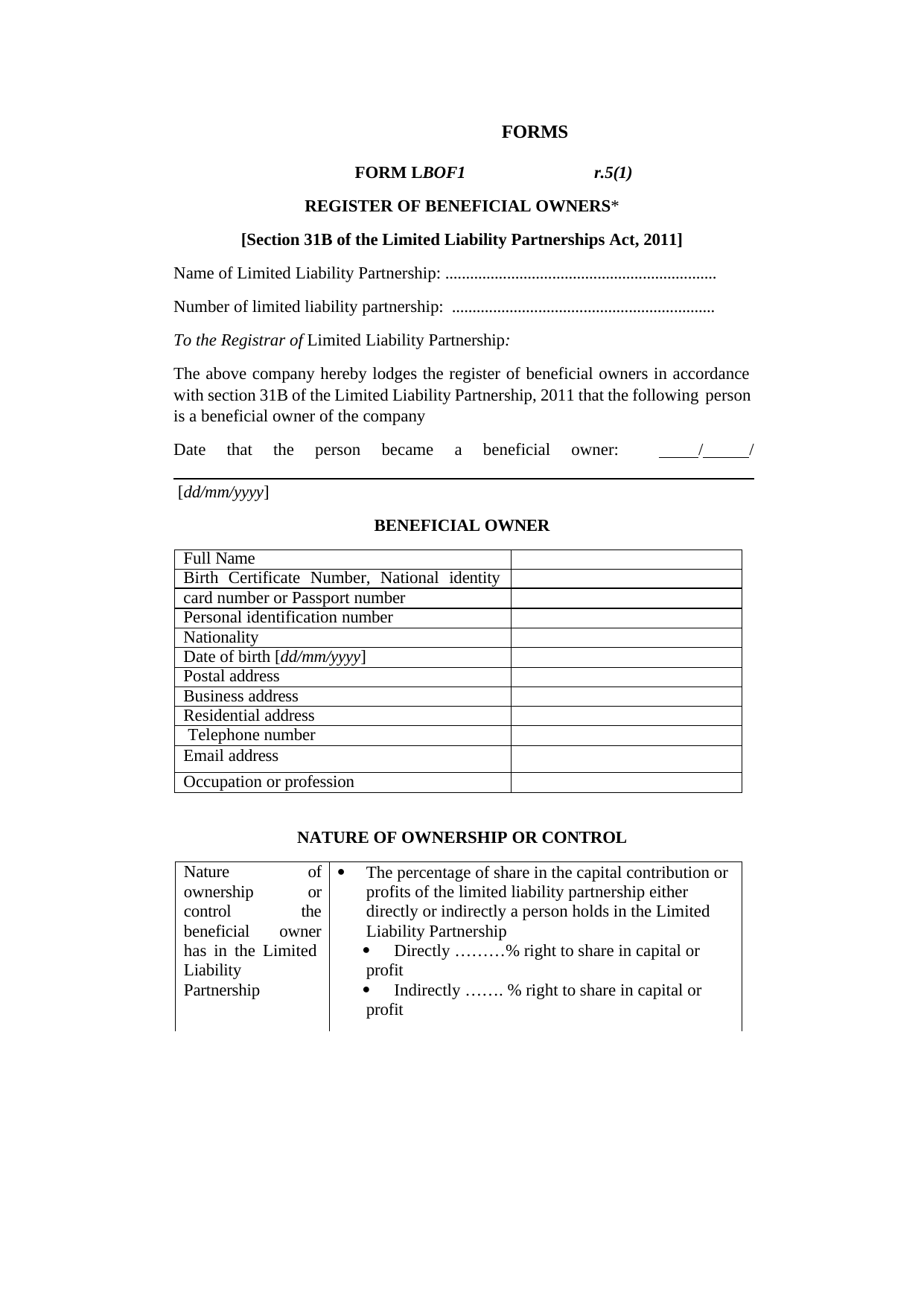 Download Register Of Beneficial Owners(form Lbof1) - SheriaHub Documents