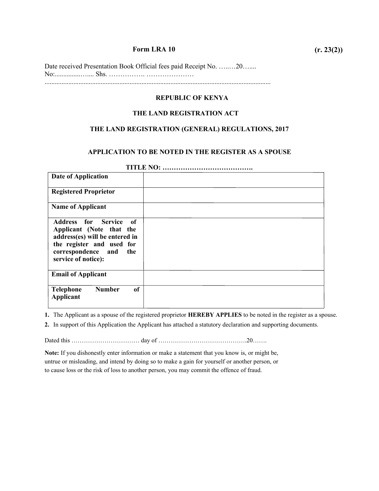 Download Application To Be Noted In The Register As A Spouse (forms Lra ...