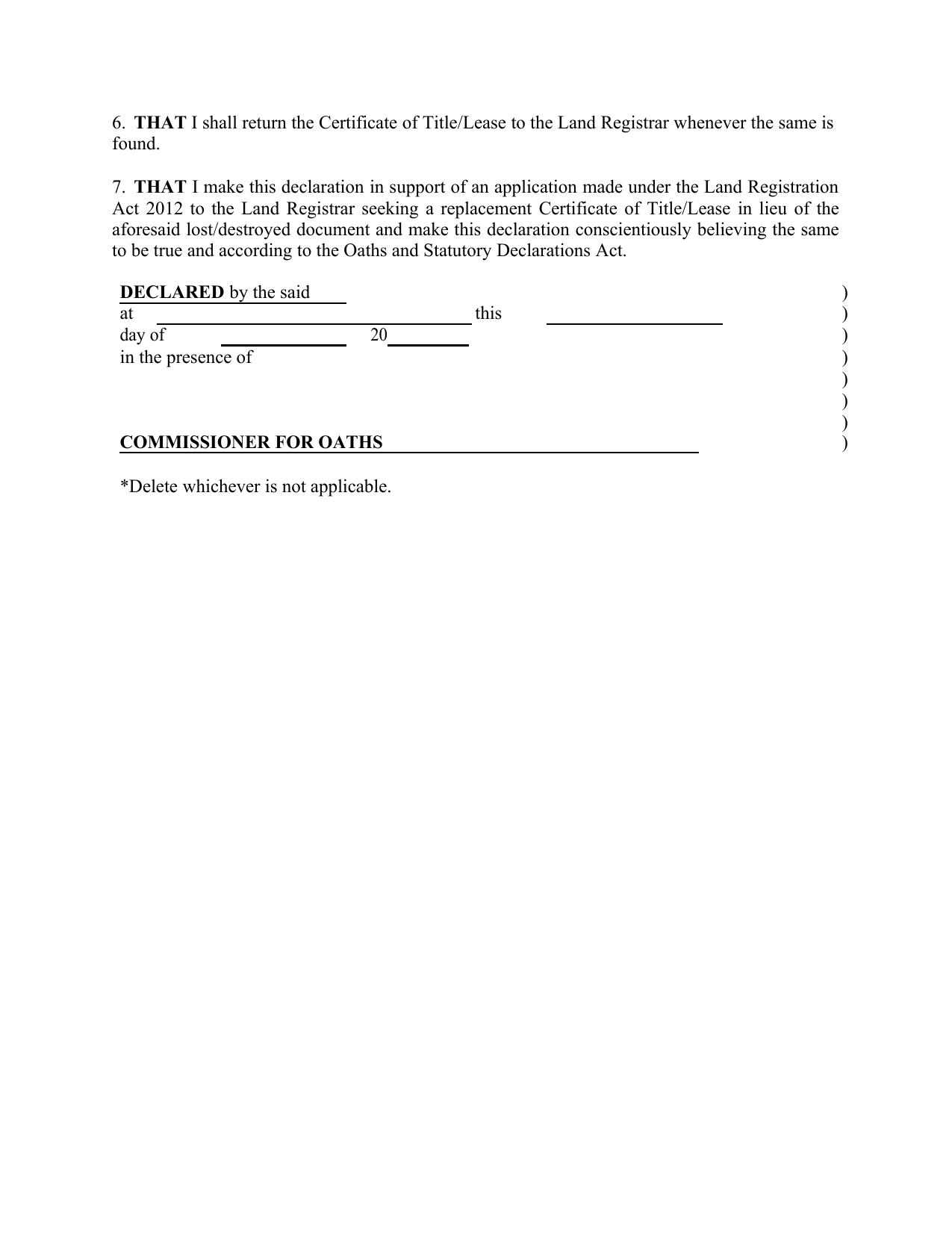 Download Statutory Declaration By A Body Corporate (form-lra-15 ...