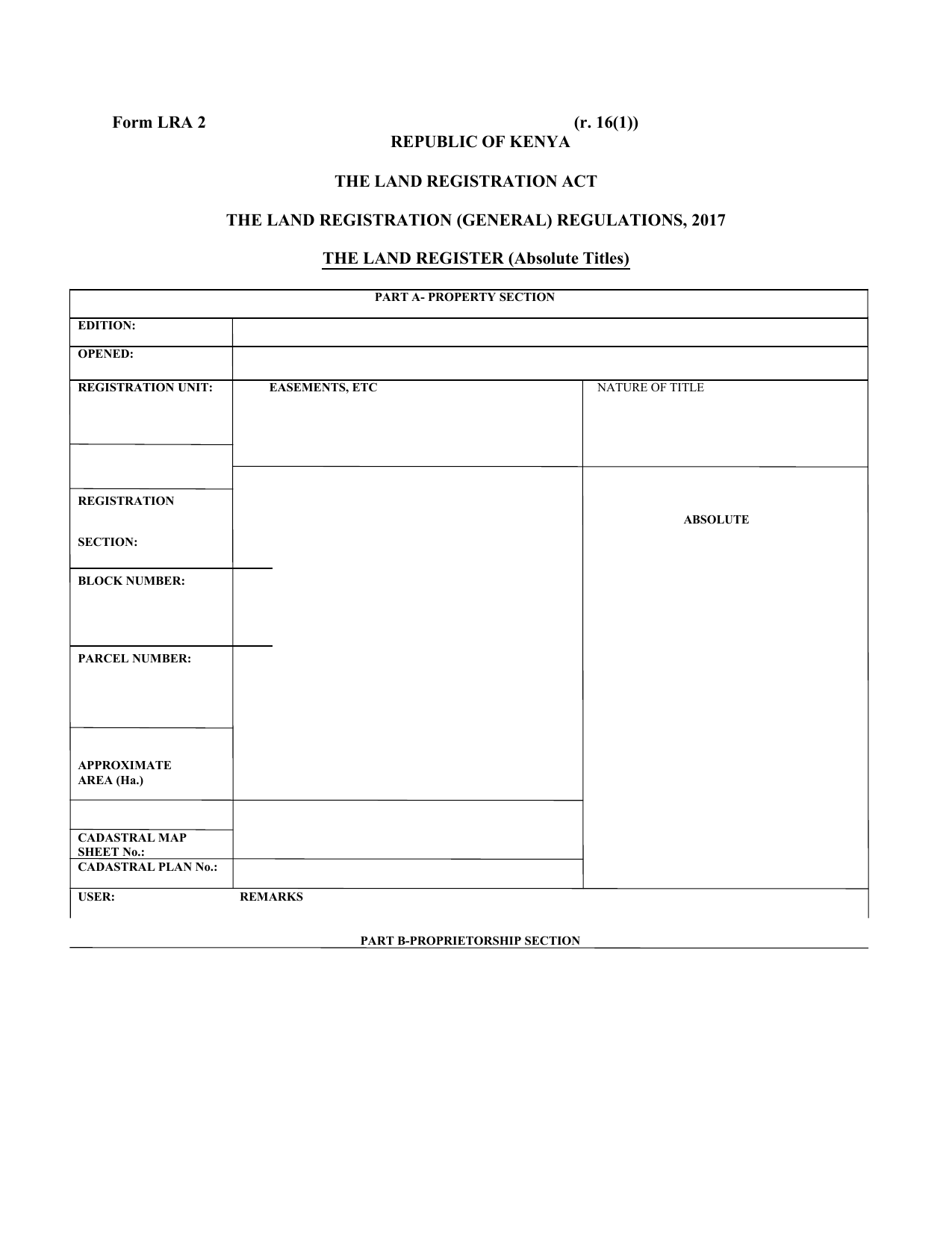 Download The Land Register (absolute Titles) Form-lra-2 - SheriaHub ...