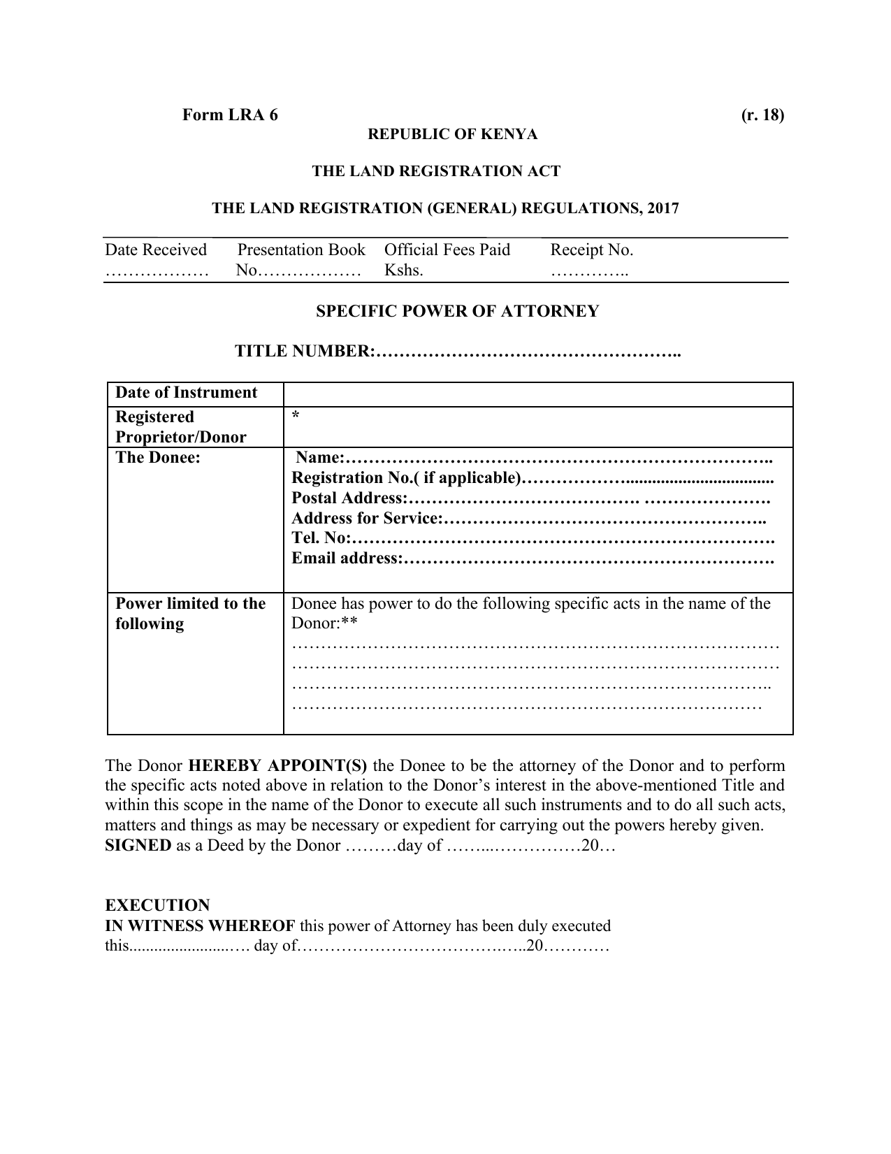 Download Specific Power Of Attorney(form-lra-6) - SheriaHub Documents