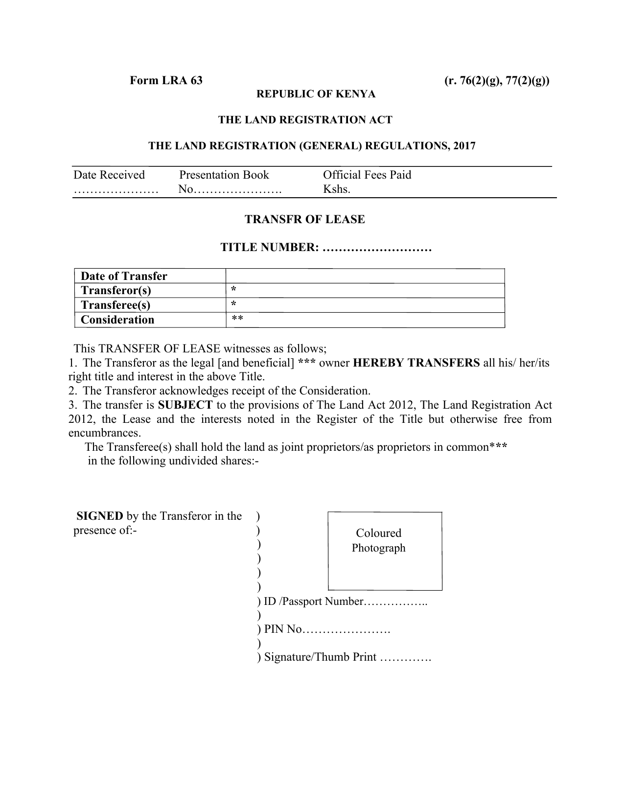 Download Transfer Of Lease (form Lra 63) - SheriaHub Documents