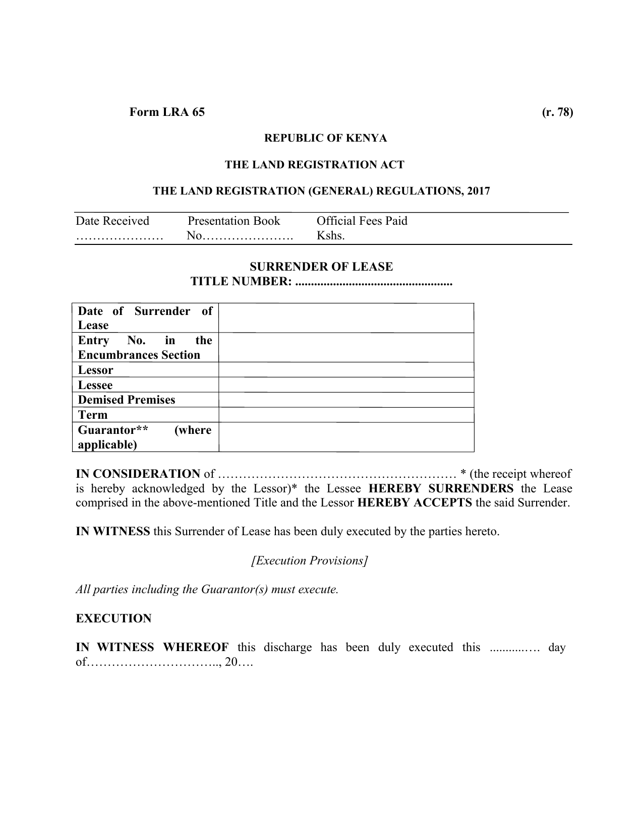 Download Surrender Of Lease (form-lra-65) - SheriaHub Documents