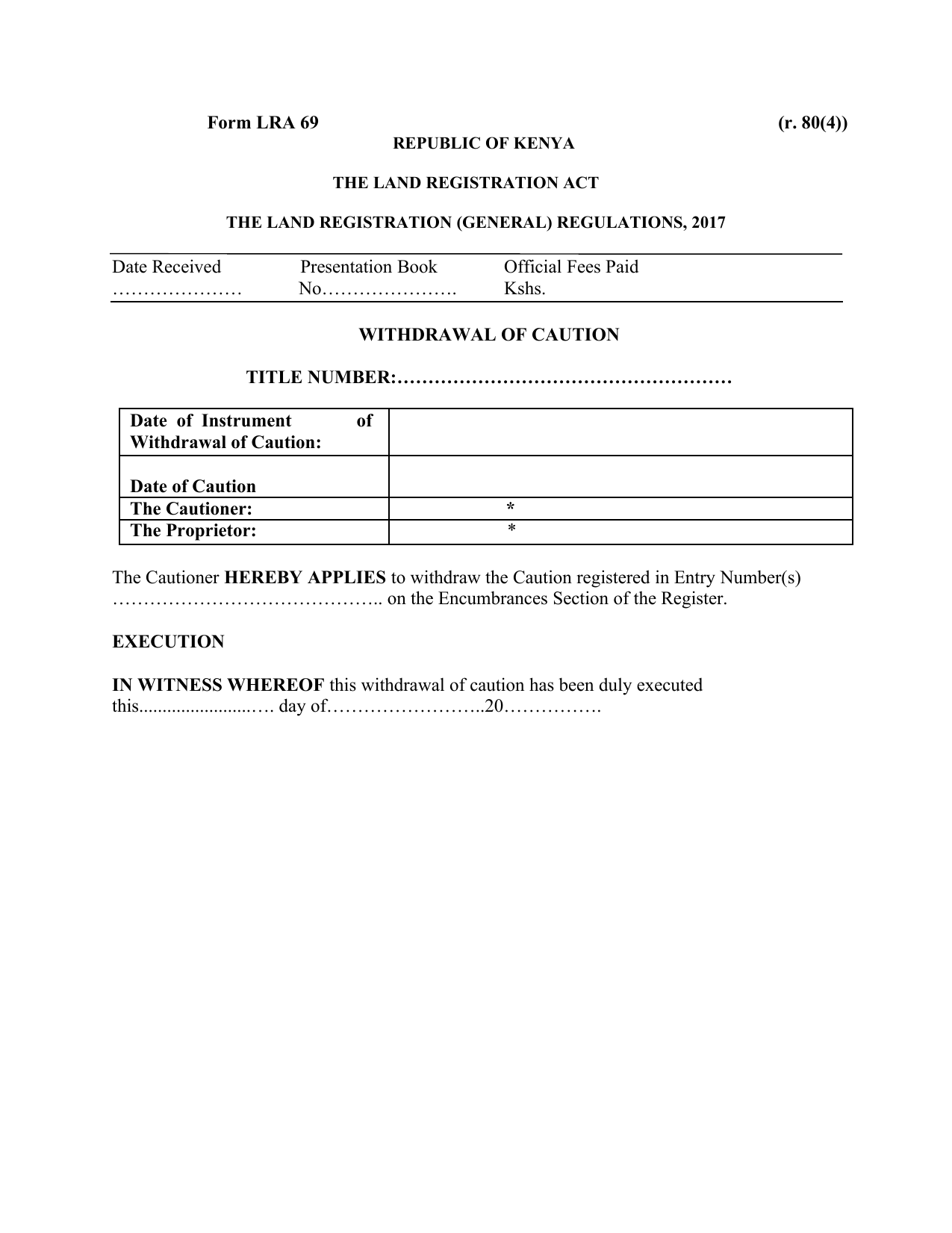 Download Withdrawal Of Caution (form-lra-69) - SheriaHub Documents