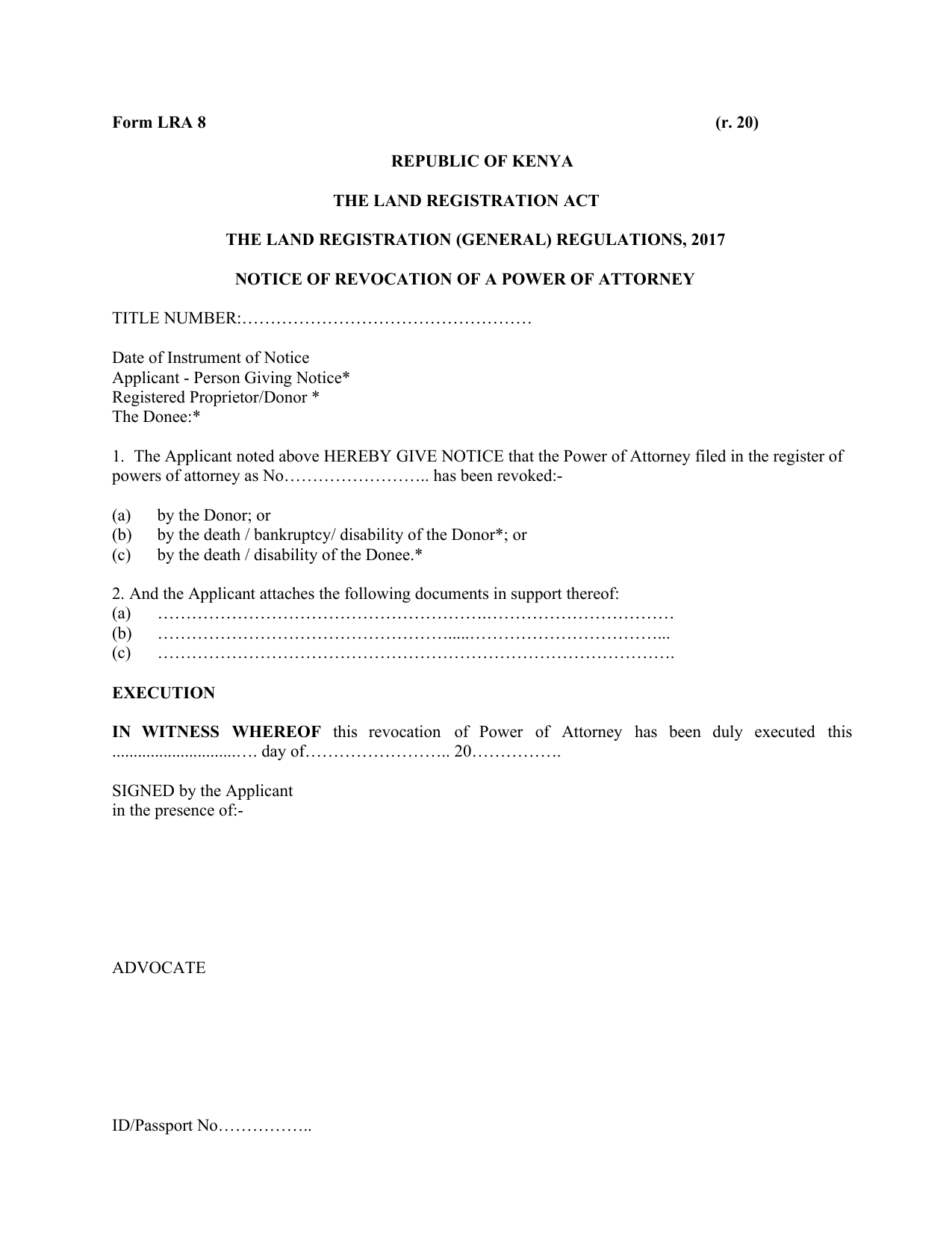 Download Notice Of Revocation Of A Power Of Attorney(form-lra-8 ...