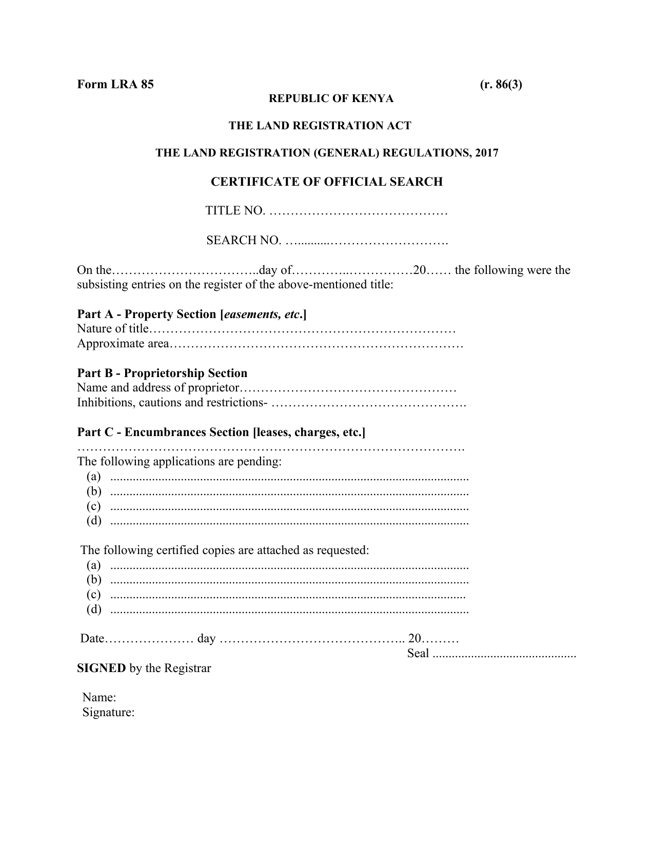 Download Application For Official Search (forms Lra 84 And 85 ...