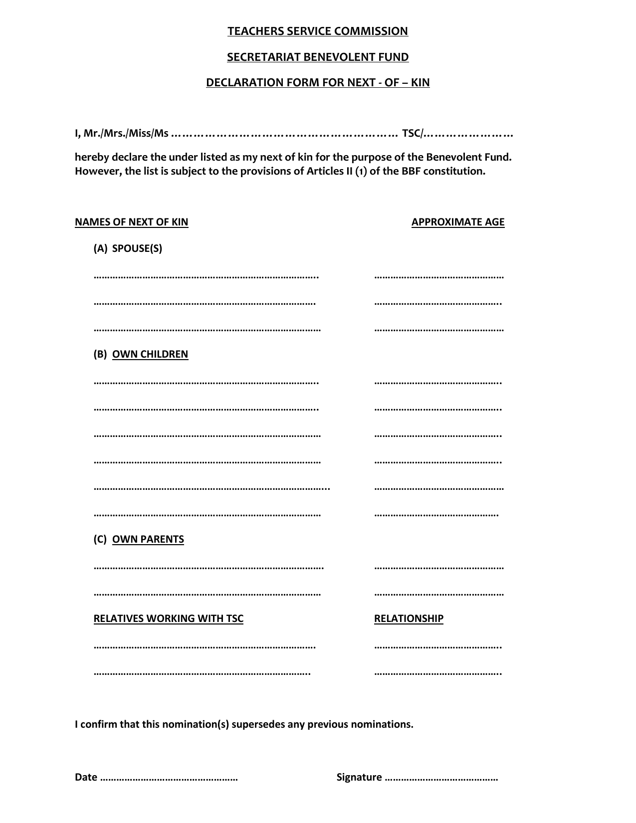 Download Next Of Kin Secretariat Form Bbf - SheriaHub Documents