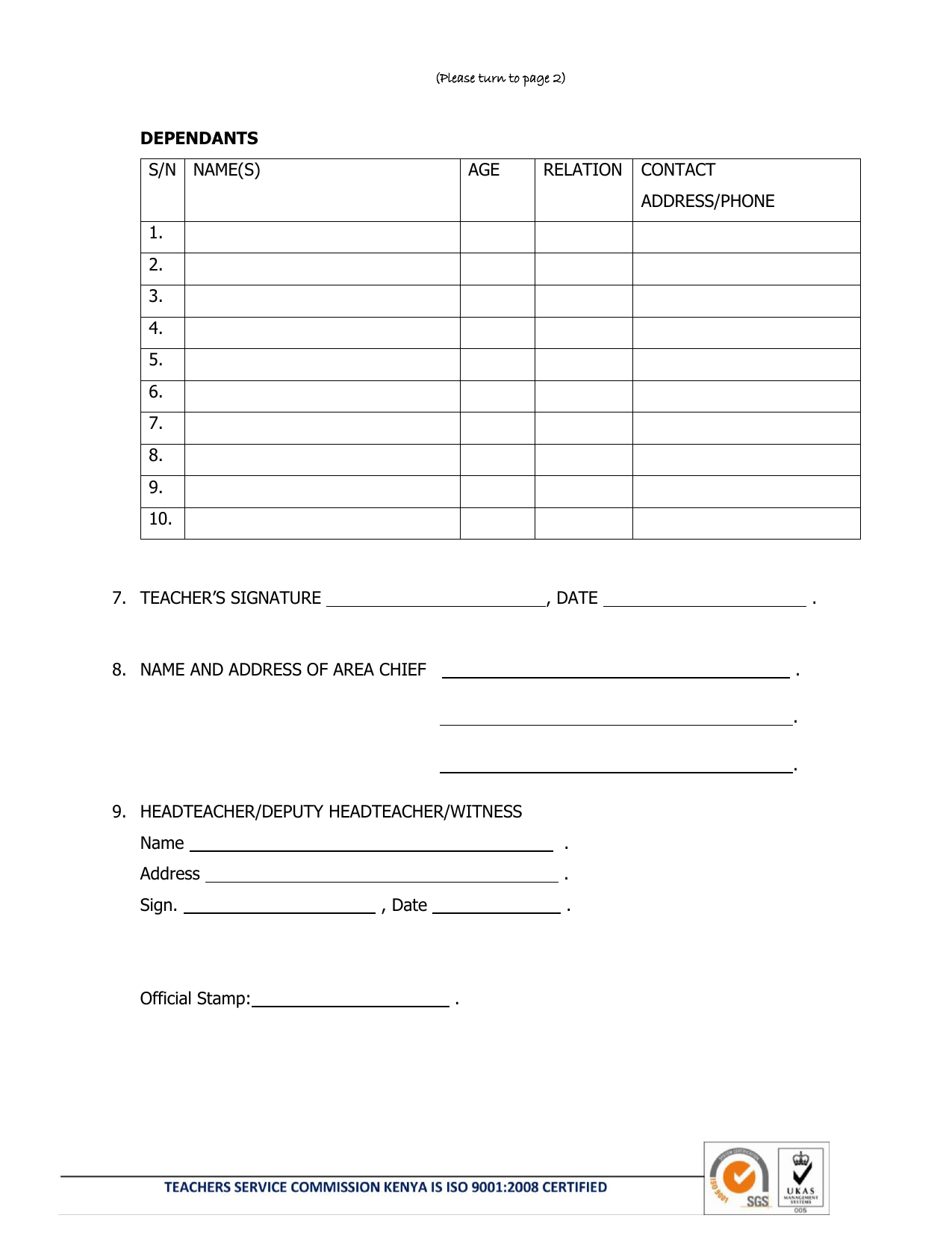 Download Teachers Next-of-kin Form - SheriaHub Documents