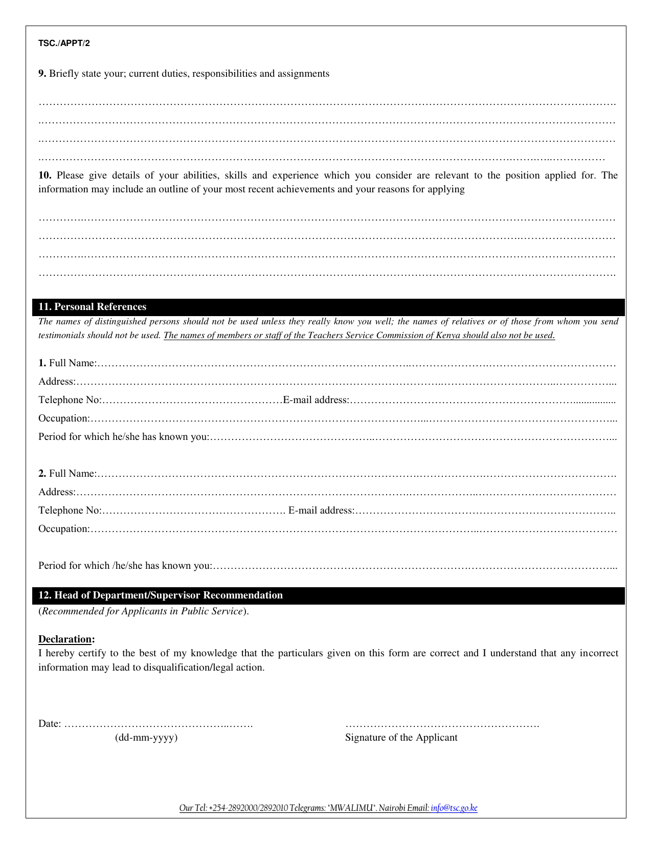 Download Tsc Employment Application Form - SheriaHub Documents