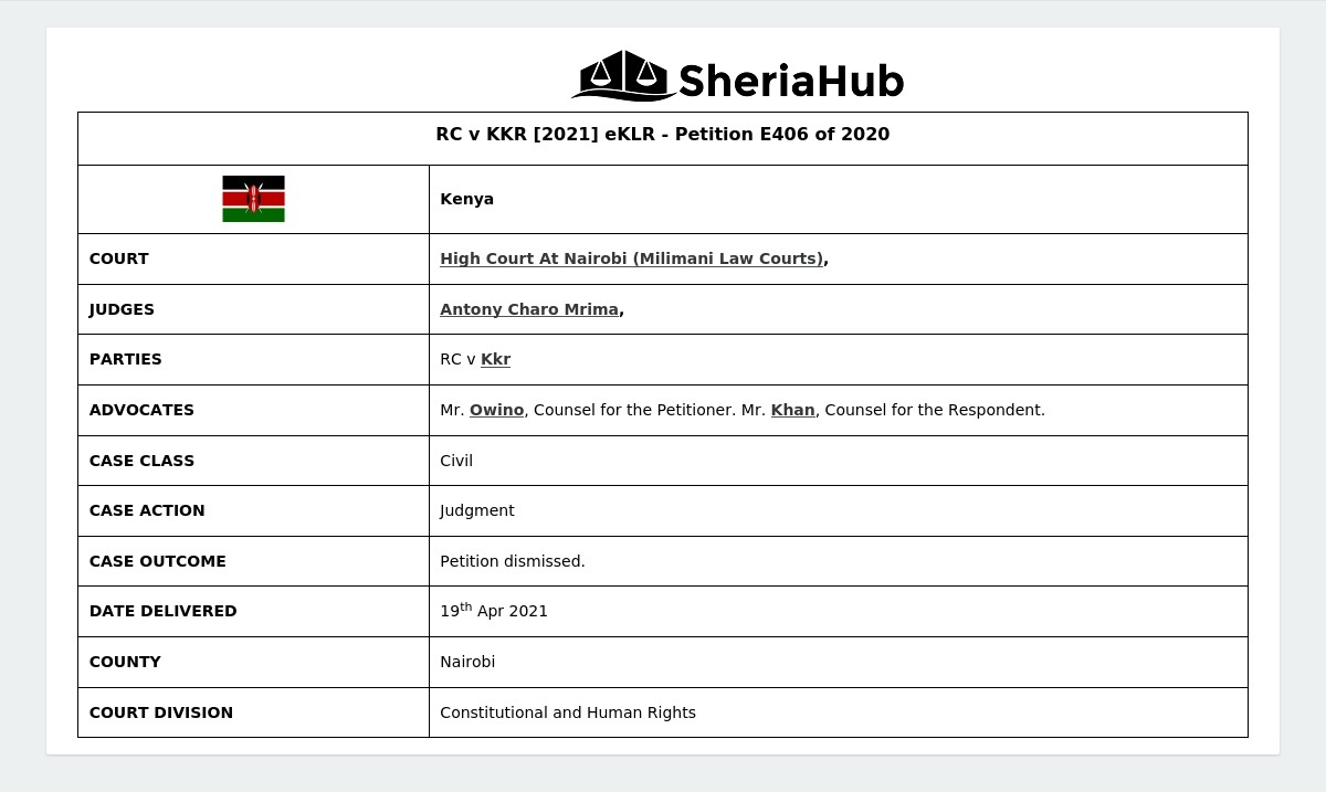 Rc V Kkr [2021] Eklr