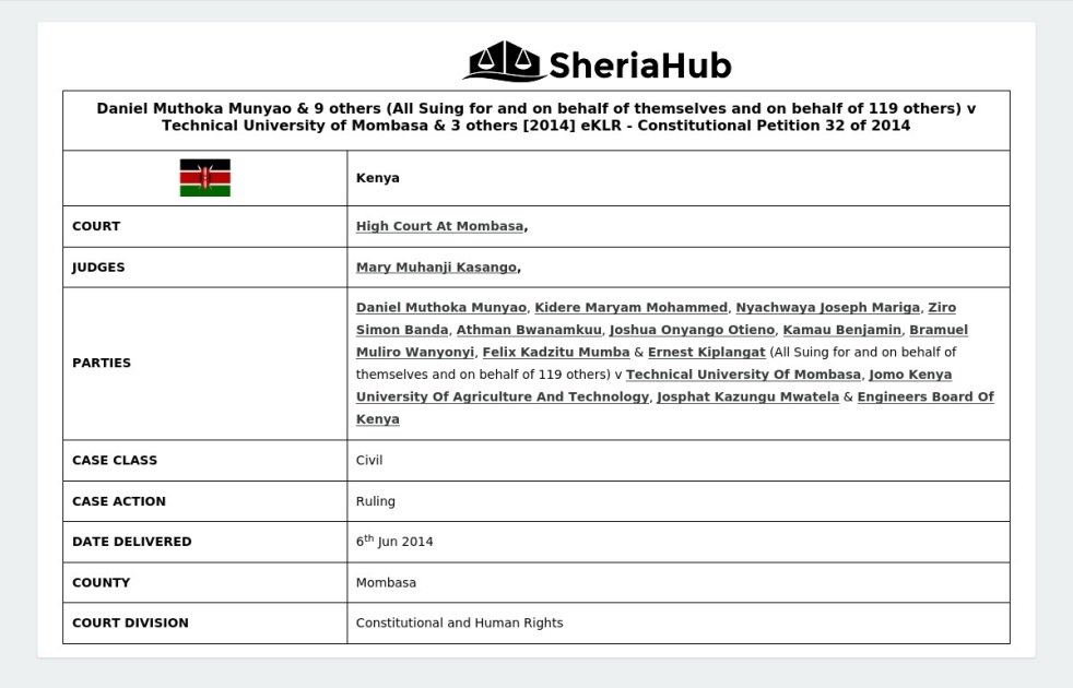 Daniel Muthoka Munyao & 9 Others (All Suing For And On Behalf Of ...