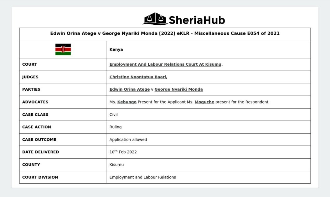 Edwin Orina Atege V George Nyariki Monda [2022] Eklr
