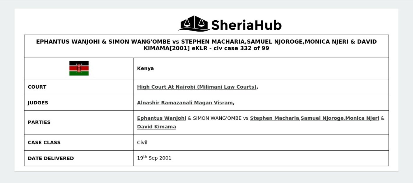 Ephantus Wanjohi & Simon Wang'ombe Vs Stephen Macharia,Samuel Njoroge ...