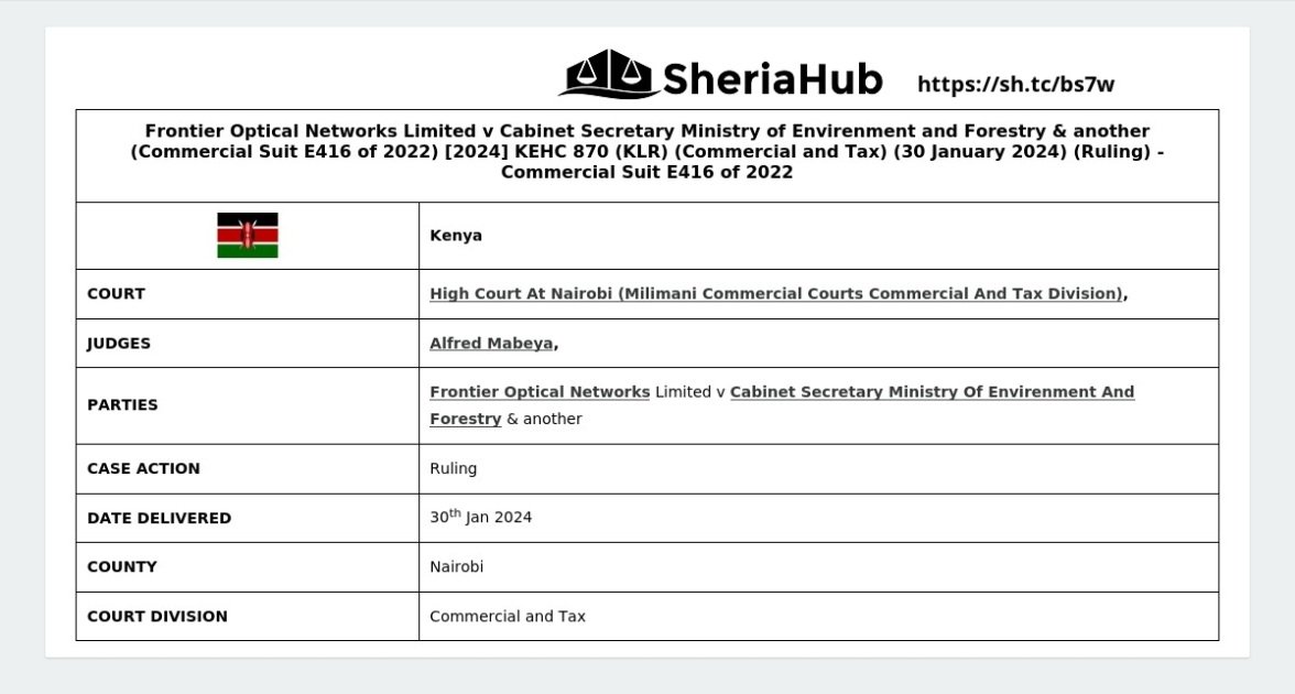 Frontier Optical Networks Limited V Cabinet Secretary Ministry Of ...