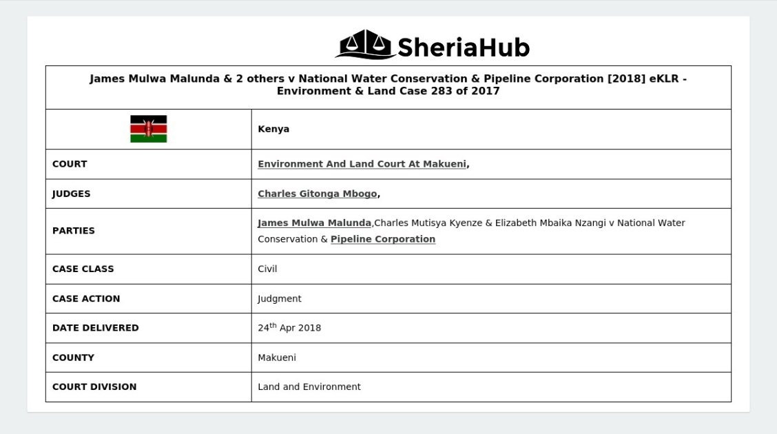 James Mulwa Malunda & 2 Others V National Water Conservation & Pipeline ...