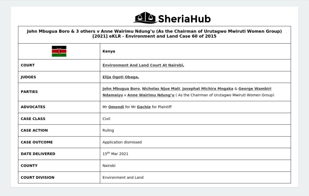 John Mbugua Boro & 3 Others V Anne Wairimu Ndung’u (As The Chairman Of ...