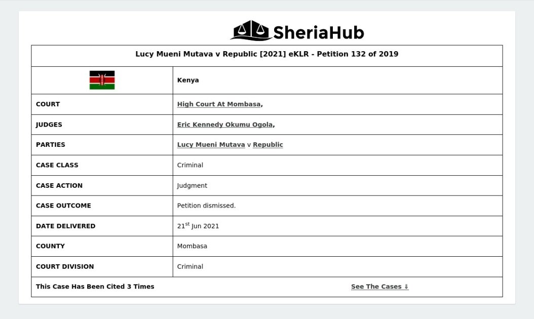 Lucy Mueni Mutava V Republic [2021] Eklr