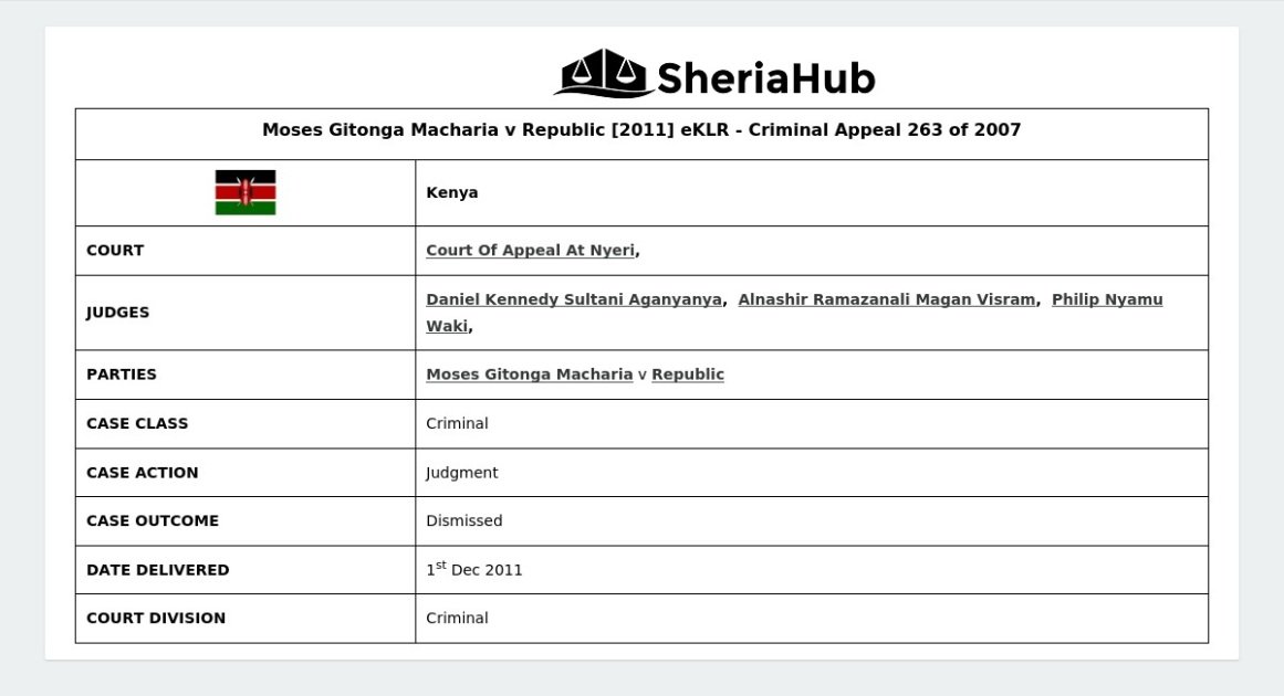 Moses Gitonga Macharia V Republic [2011] Eklr