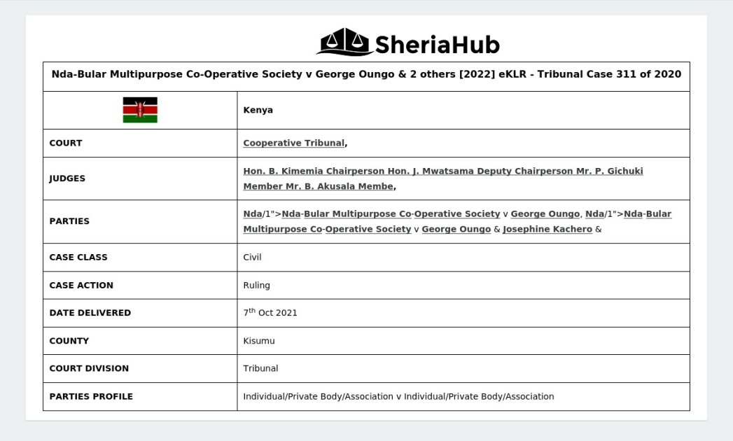 Nda-Bular Multipurpose Co-Operative Society V George Oungo & 2 Others ...