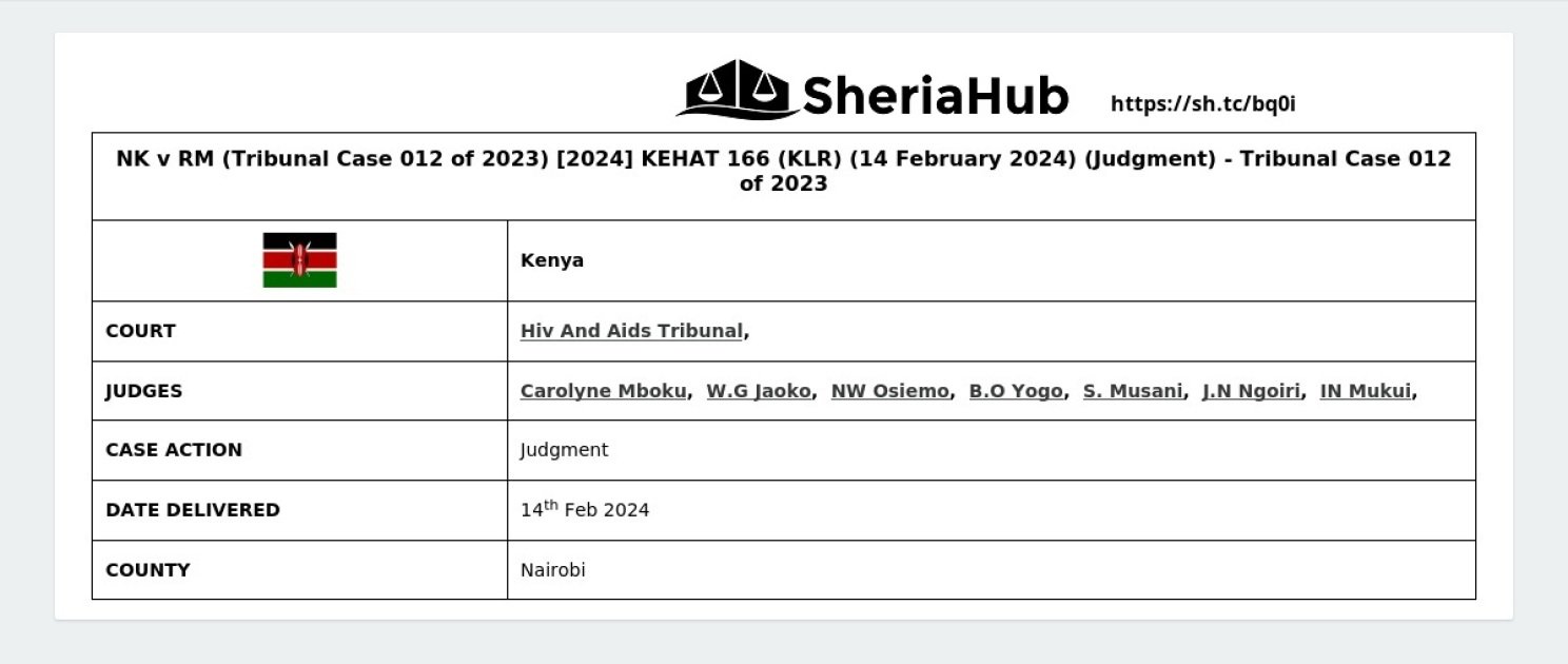 Nk V Rm (Tribunal Case 012 Of 2023) [2024] Kehat 166 (Klr) (14 February ...