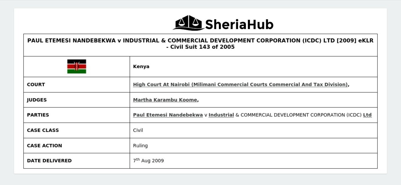 Paul Etemesi Nandebekwa V Industrial & Commercial Development ...