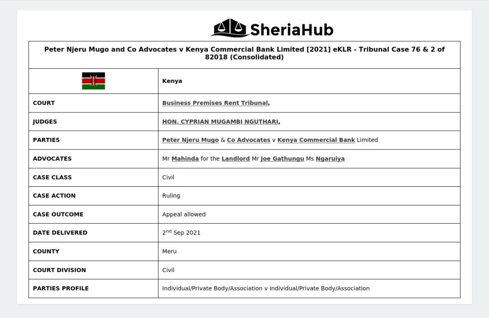 Peter Njeru Mugo And Co Advocates V Kenya Commercial Bank Limited [2021 ...