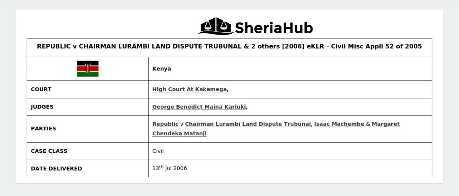 Republic V Chairman Lurambi Land Dispute Trubunal & 2 Others [2006] Eklr