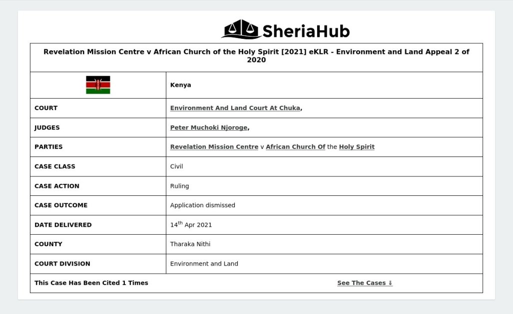 Revelation Mission Centre V African Church Of The Holy Spirit [2021] Eklr