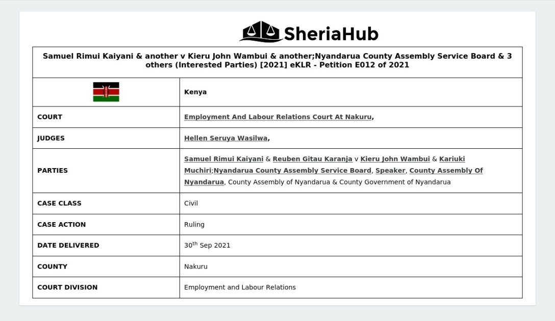 Samuel Rimui Kaiyani & Another V Kieru John Wambui & Another;Nyandarua ...