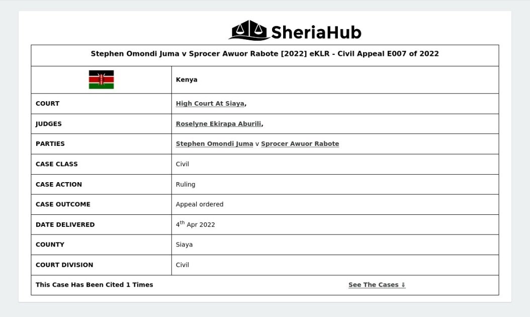 Stephen Omondi Juma V Sprocer Awuor Rabote [2022] Eklr