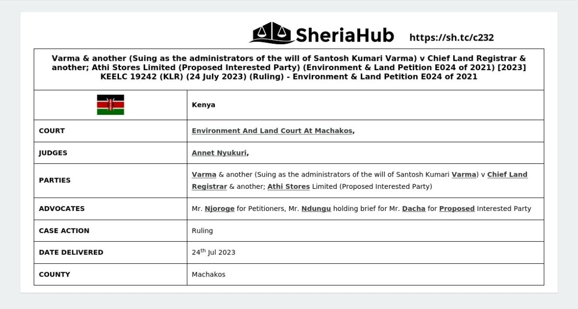 Varma & Another (Suing As The Administrators Of The Will Of Santosh Kumari Varma) V Chief Land ...